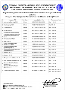 Courses | TESDA-Regional Training Center No. 1